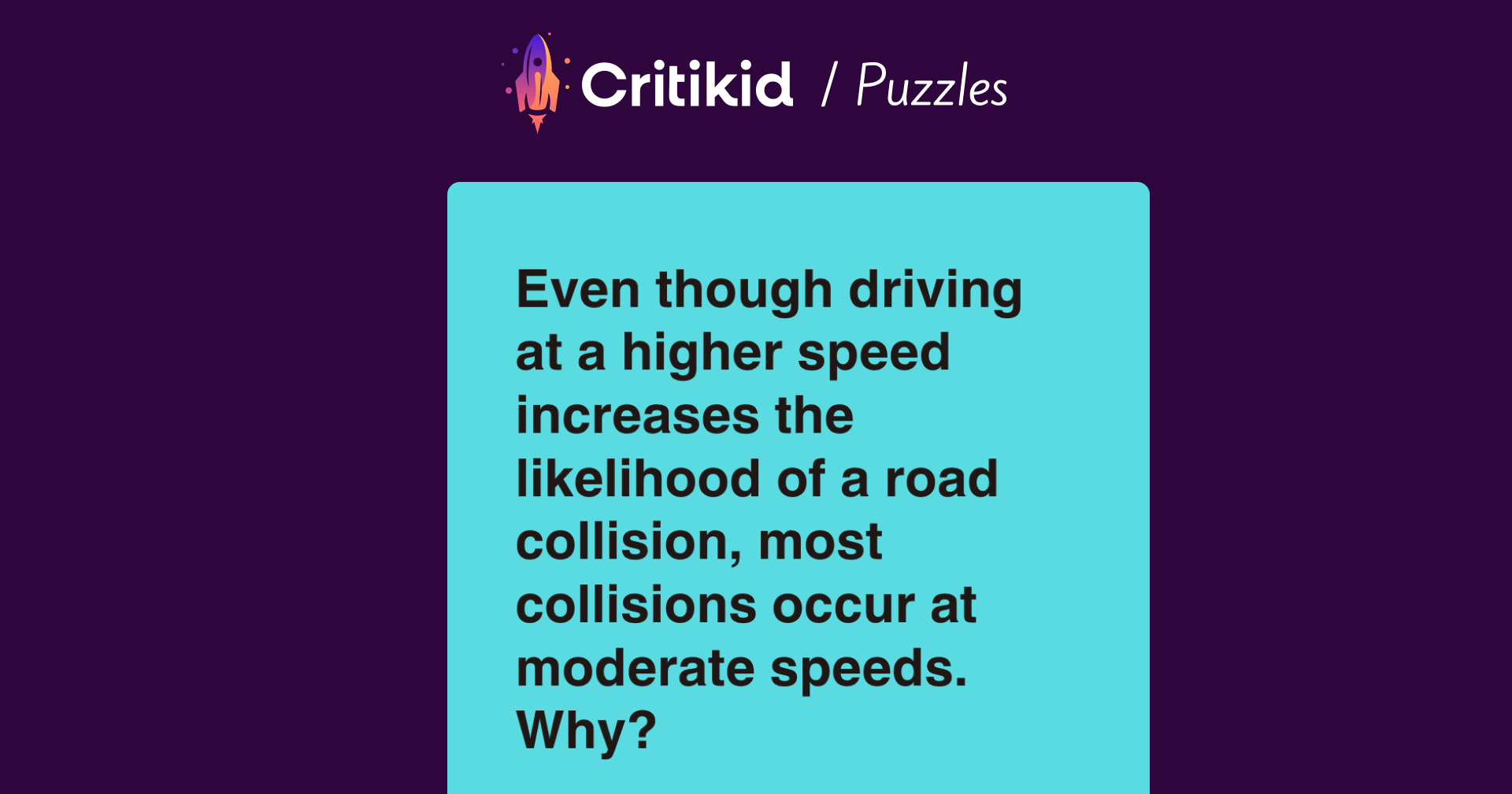 Collision Puzzle - Critical Thinking Brainteaser - Critikid