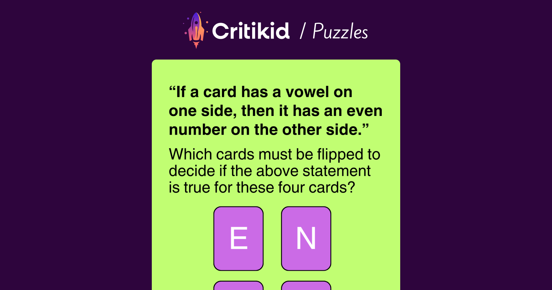 Four Cards Puzzle - Critical Thinking Brainteaser - Critikid