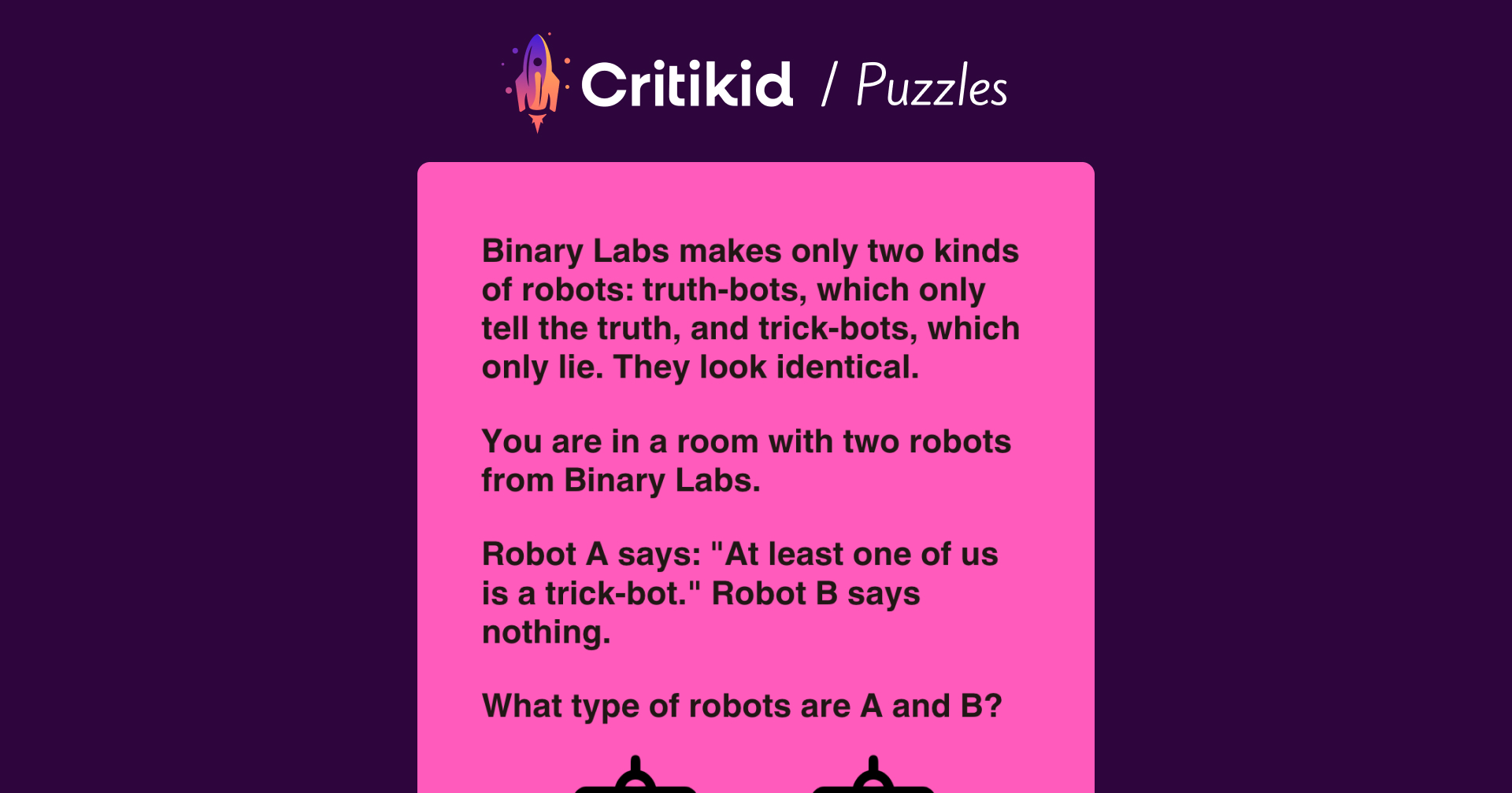 Robot Puzzle - Critical Thinking Brainteaser - Critikid
